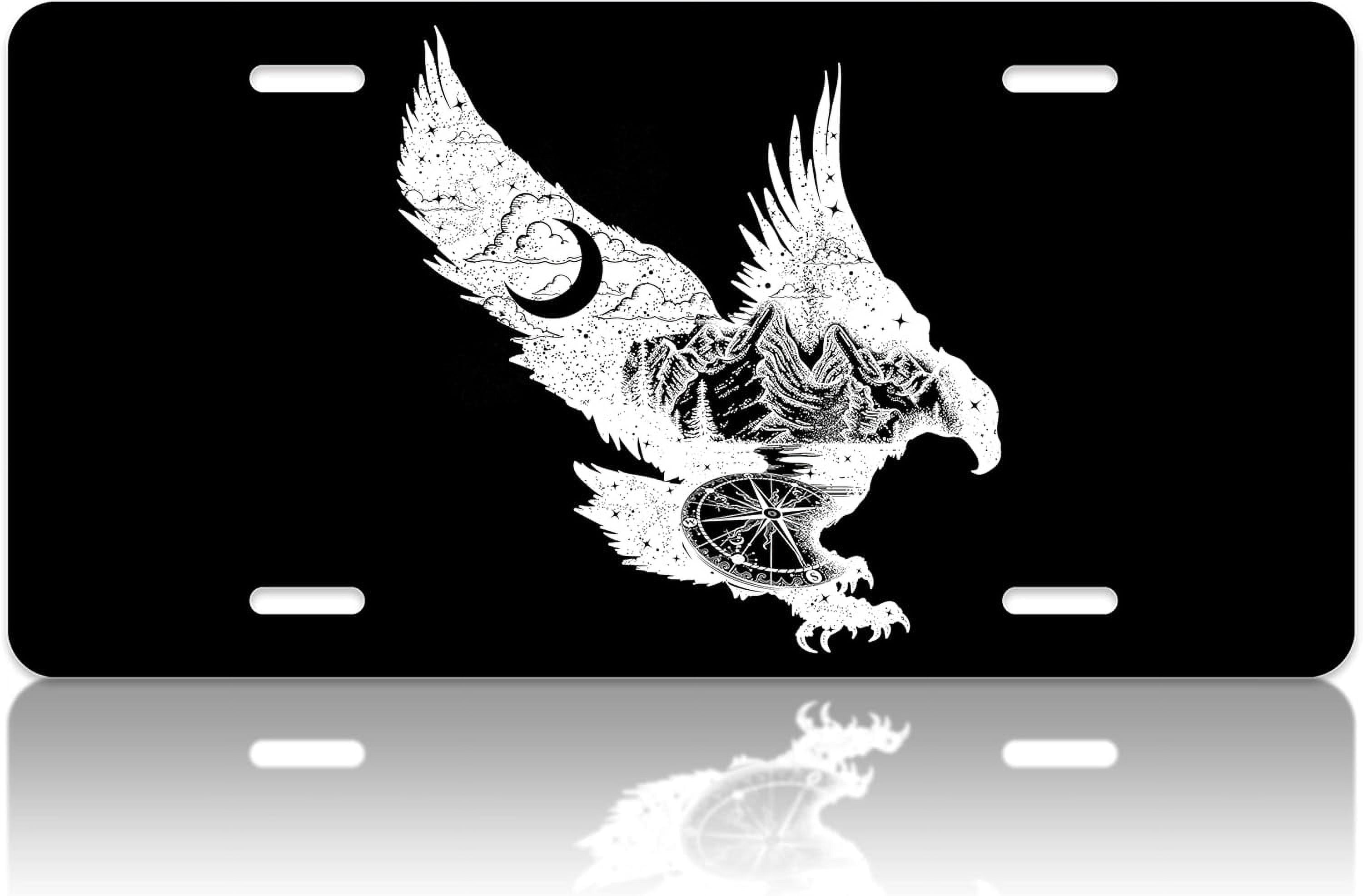 Animal Eagle Car Front License Plate Cover Geometric Wild Mountain Moon ...