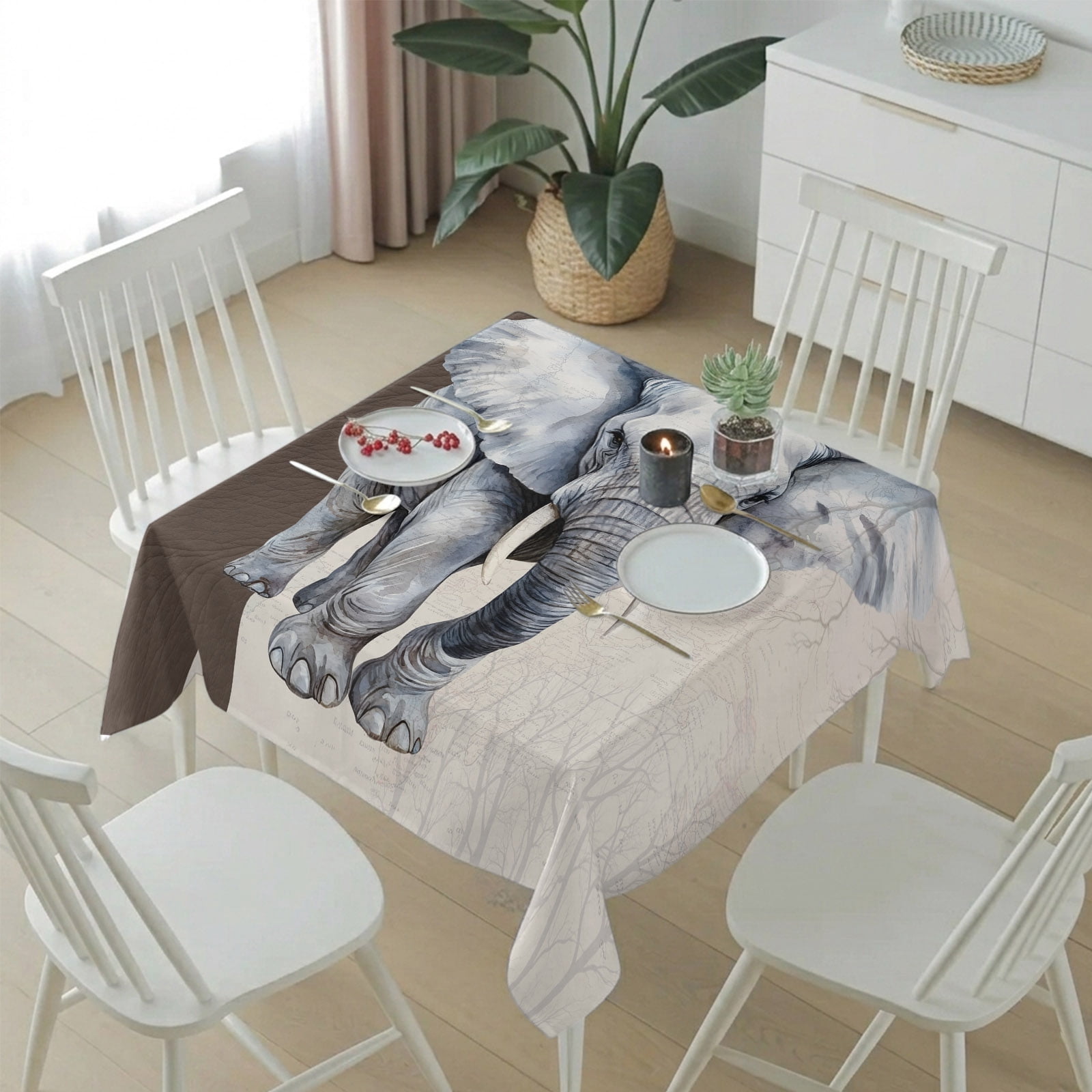 Animal Elephant Animal Print Texture Table Cloth 60x60in, Waterproof ...