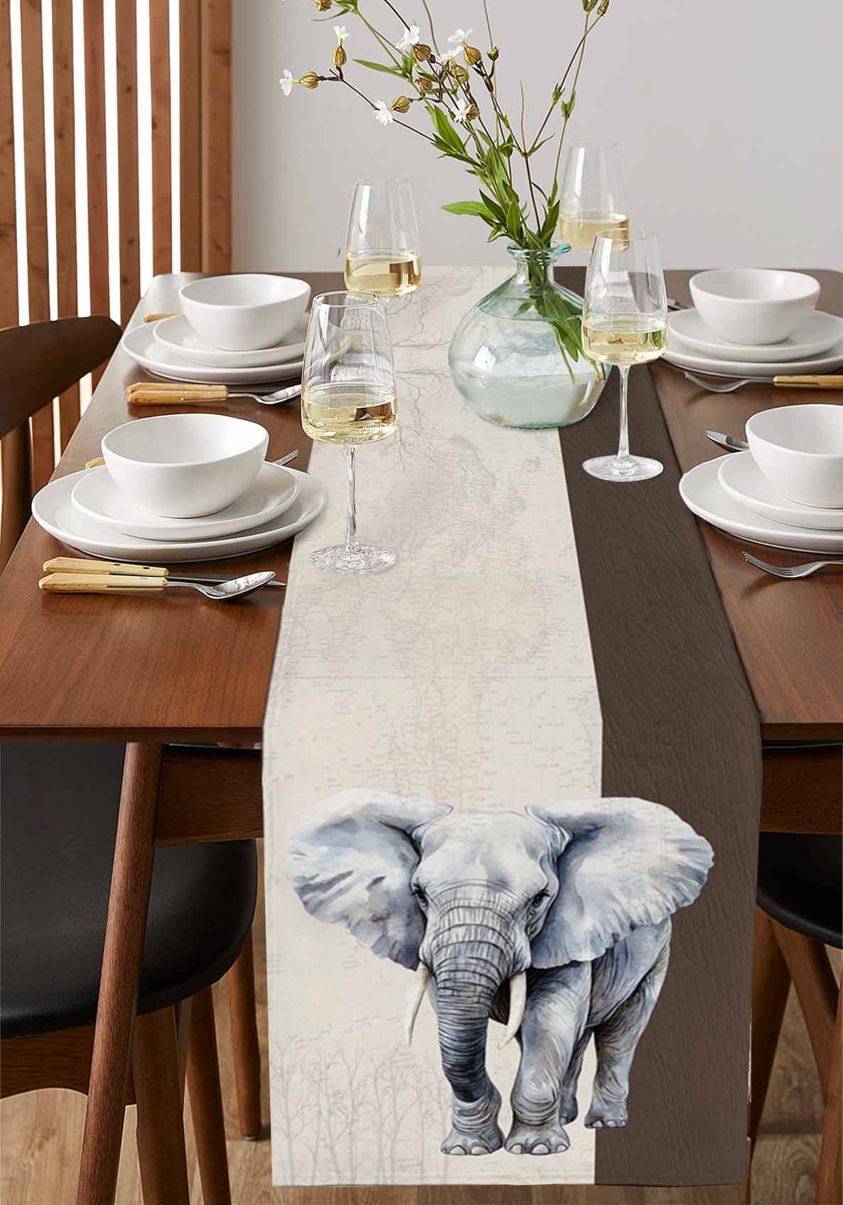Animal Elephant Animal Skin Texture Table Runner 13x72in Non-Slip ...