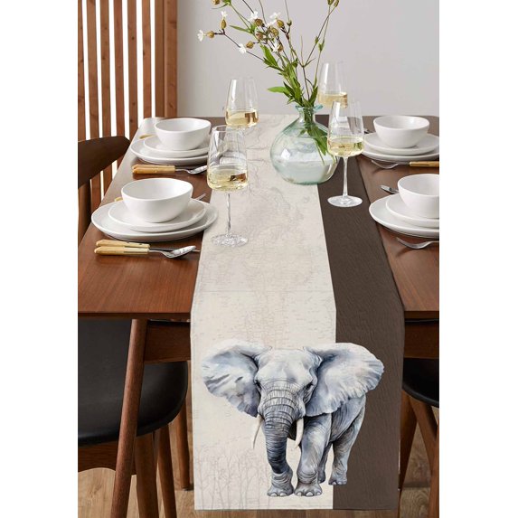 Animal Elephant Animal Skin Texture Table Runner 13x72in Non-Slip ...