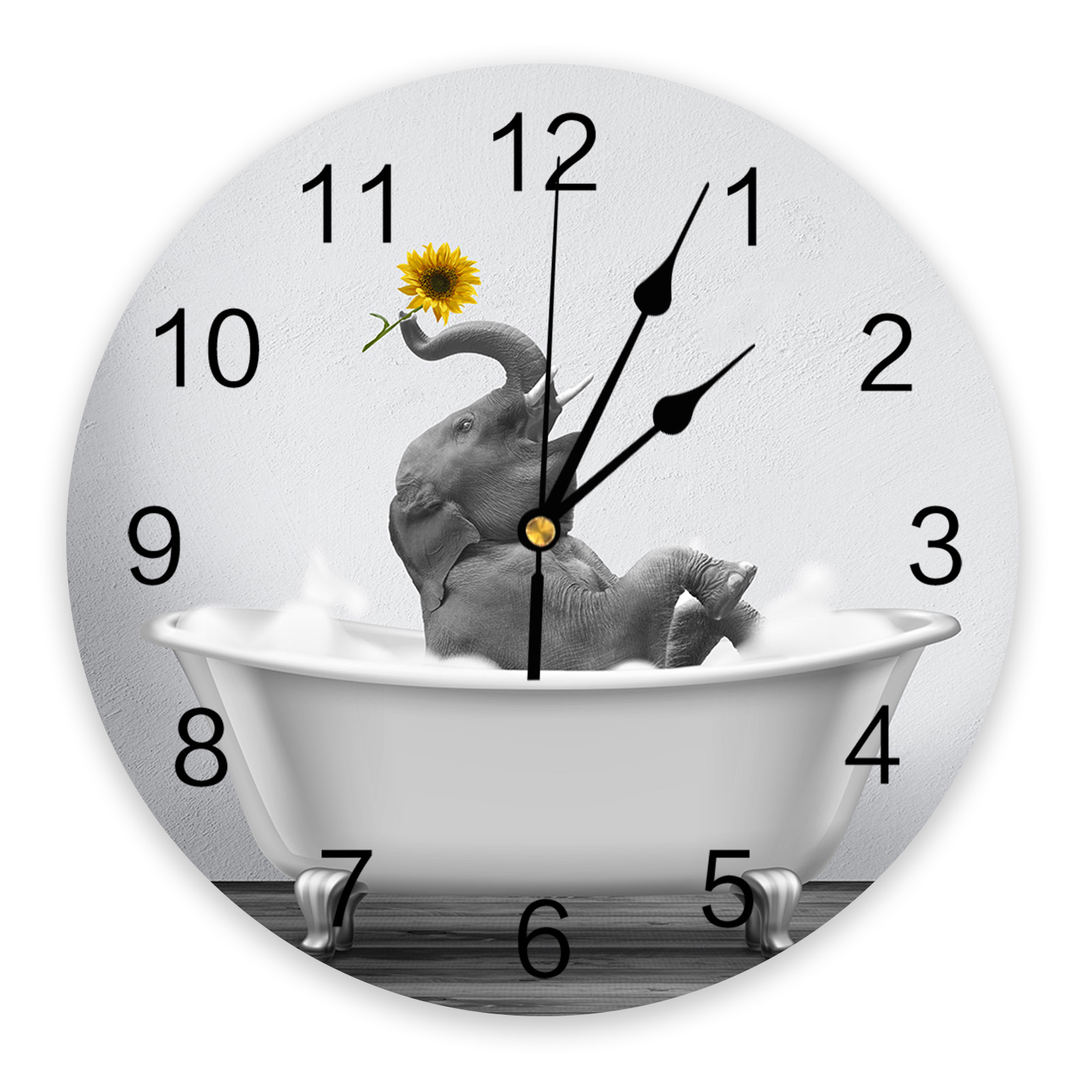 Animal Elephant Bathtub Retro Wall Clock Home r Bedroom Silent Oclock ...
