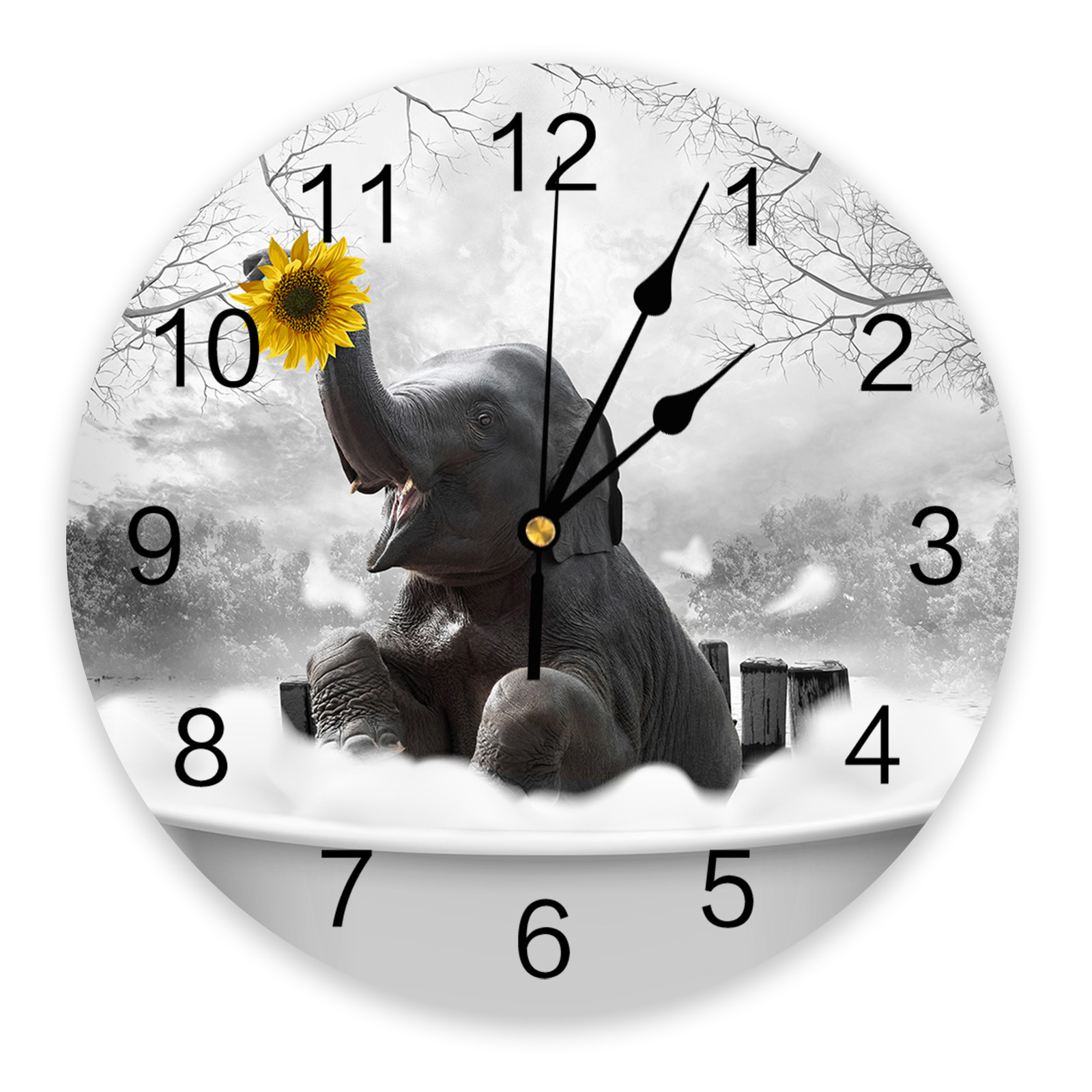 Animal Elephant Bathtub Retro Wall Clock Home r Bedroom Silent Oclock ...