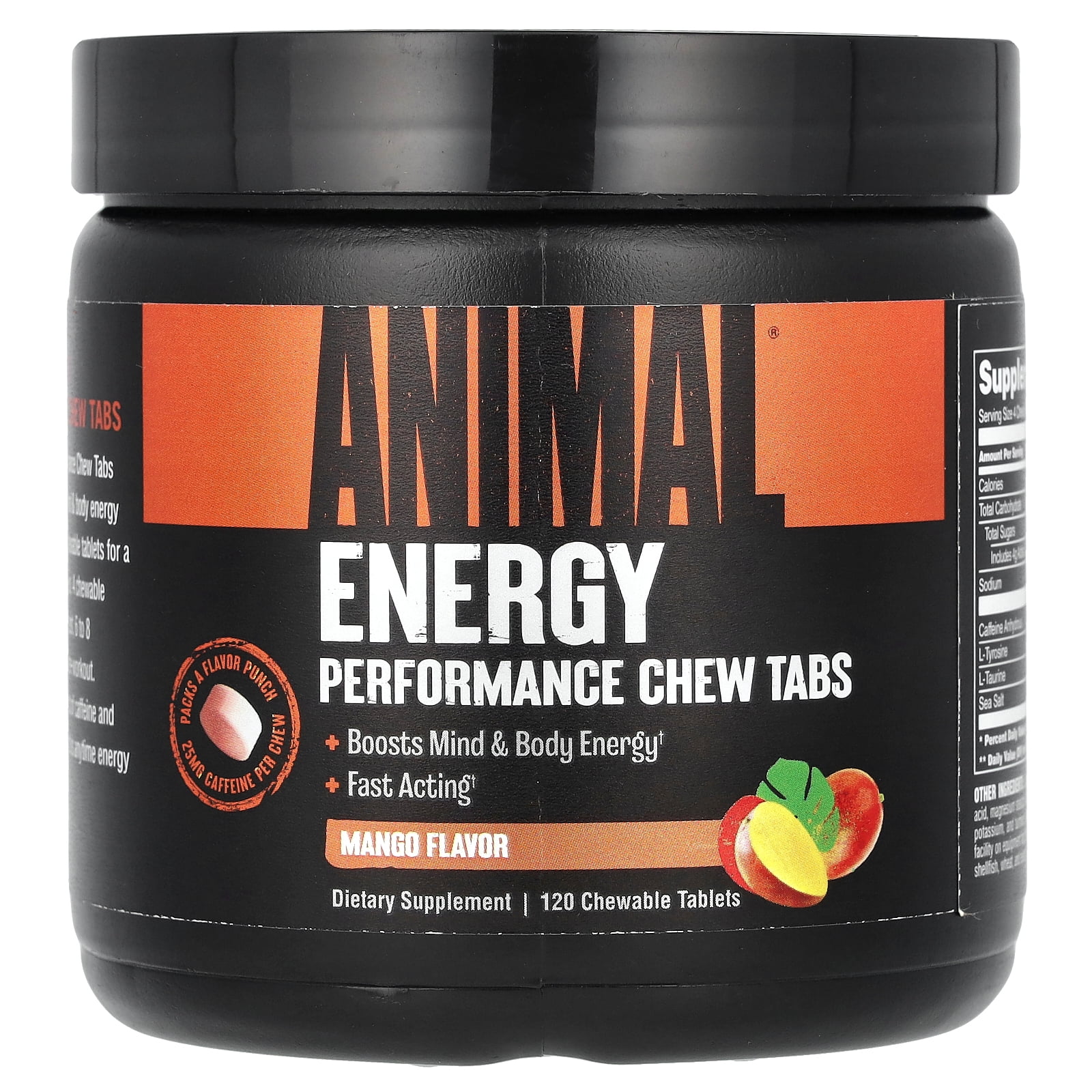 Animal Energy Performance Chew Tabs, Mango, 120 Chewable Tablets ...