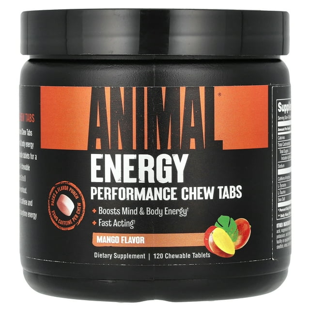 Animal Energy Performance Chew Tabs, Mango, 120 Chewable Tablets ...