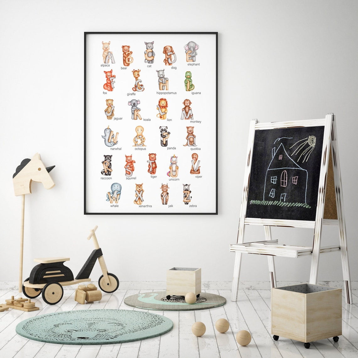 Animal English Alphabet ABC Poster Children Educational School Classroom Art, Unframed Poster ...