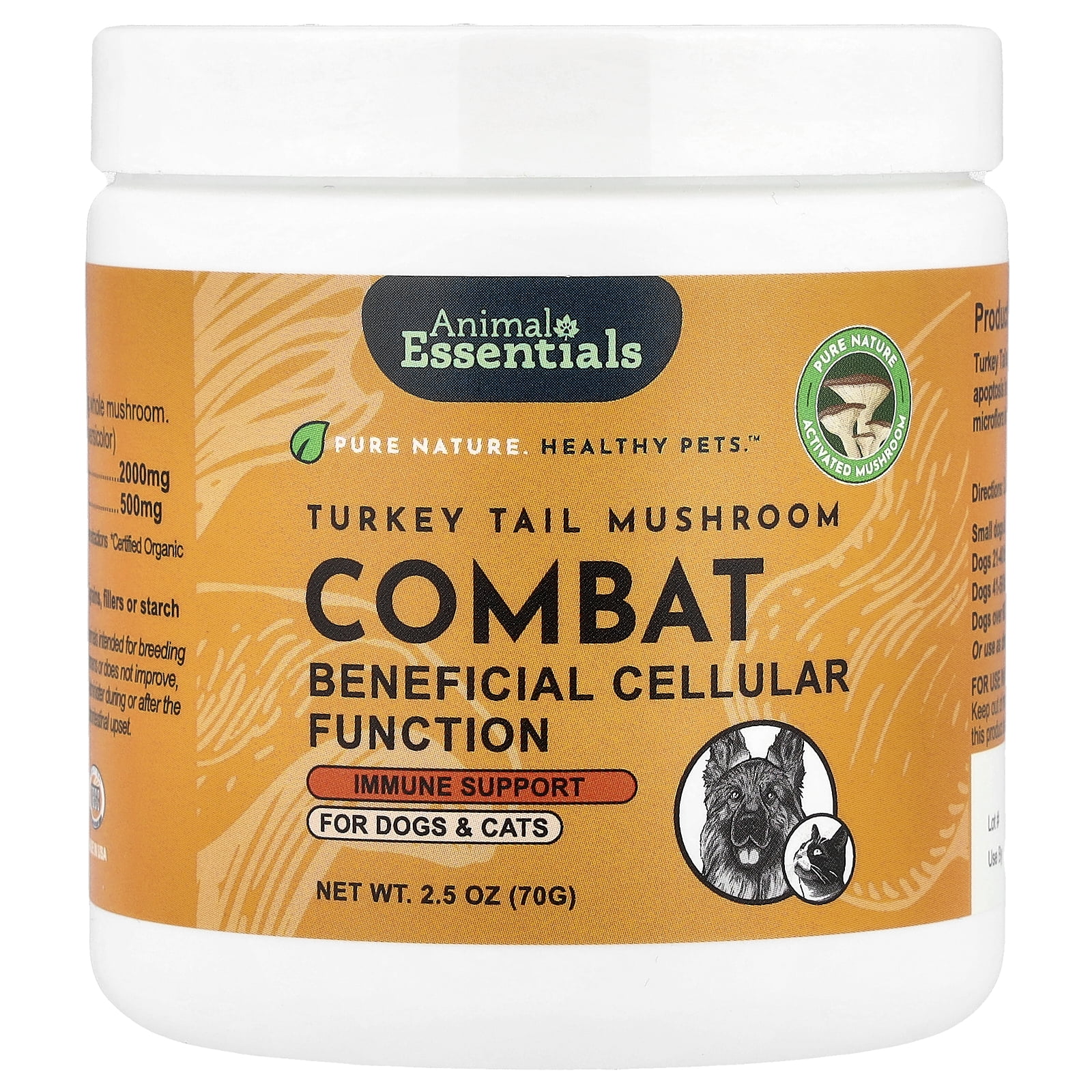 Animal Essentials Turkey Tail Mushroom Combat, For Dogs & Cats, 2.5 oz ...