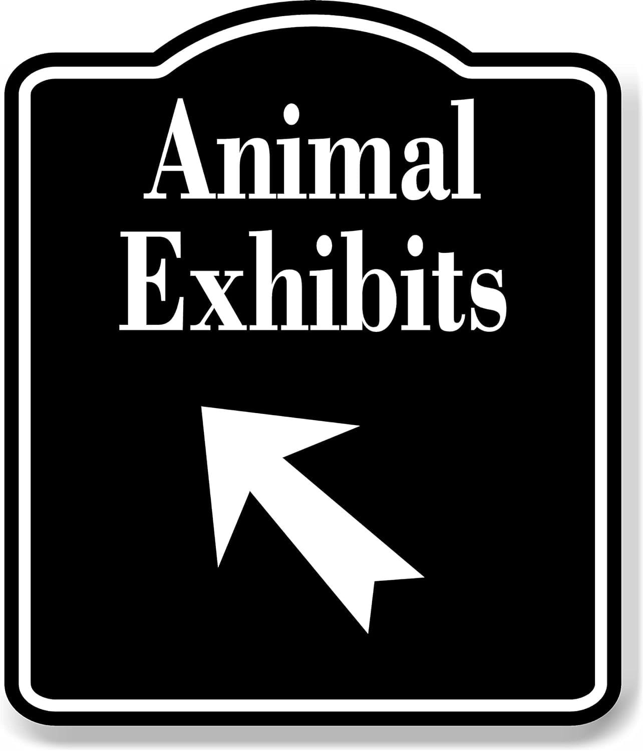 Animal Exhibits 45 Degree Up Left Arrow BLACK Aluminum Composite Sign ...