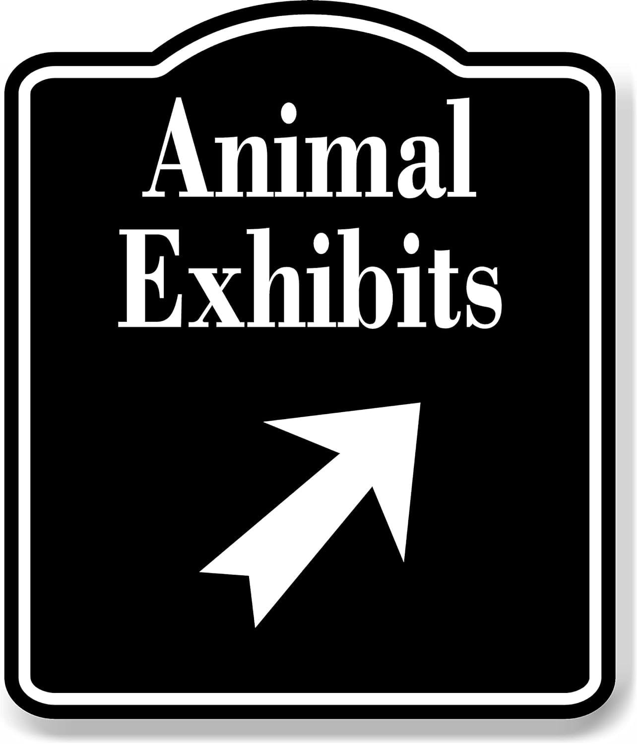 Animal Exhibits 45 Degree Up Right Arrow BLACK Aluminum Composite Sign ...
