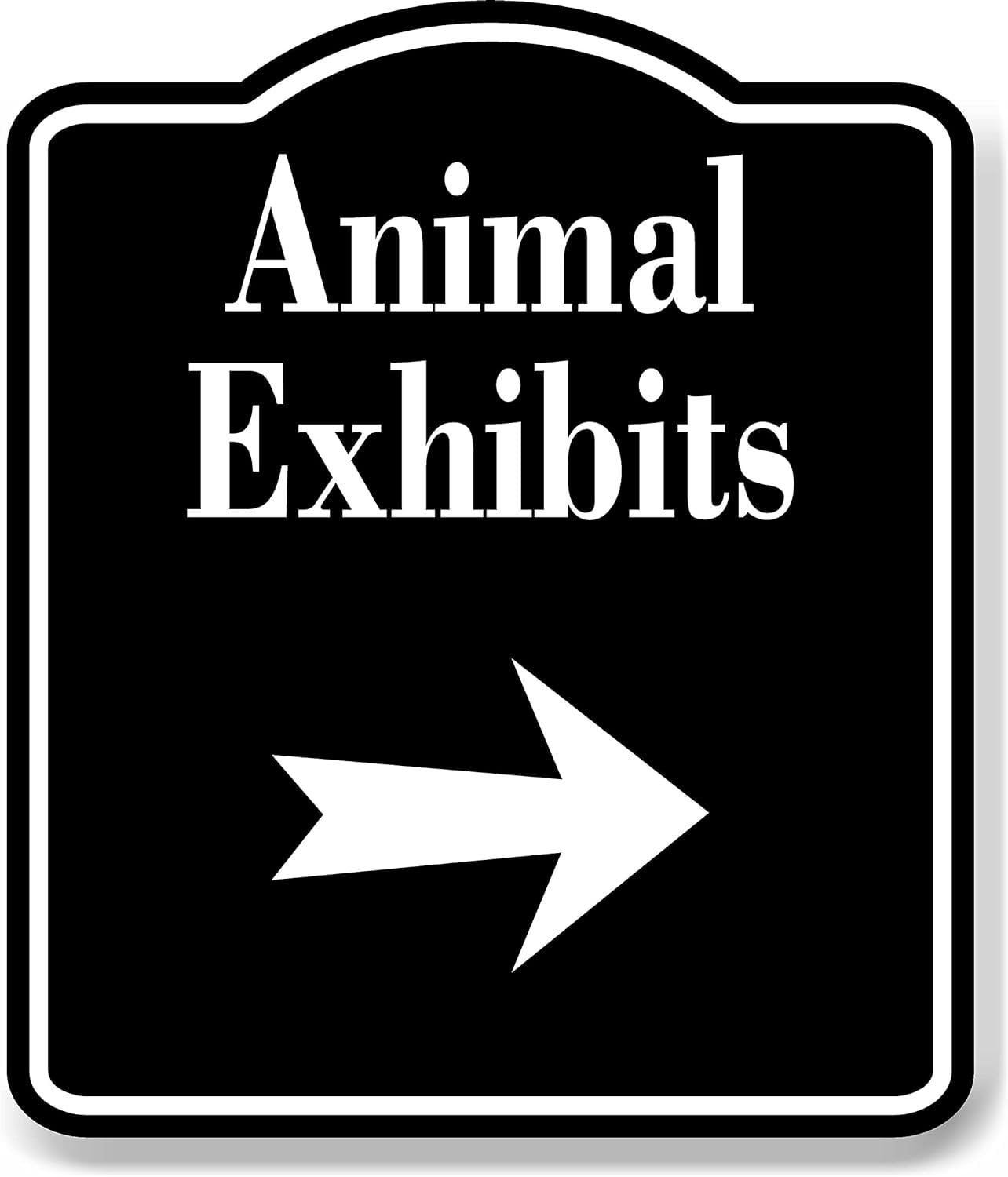 Animal Exhibits Right Arrow BLACK Aluminum Composite Sign, 20"x24 ...