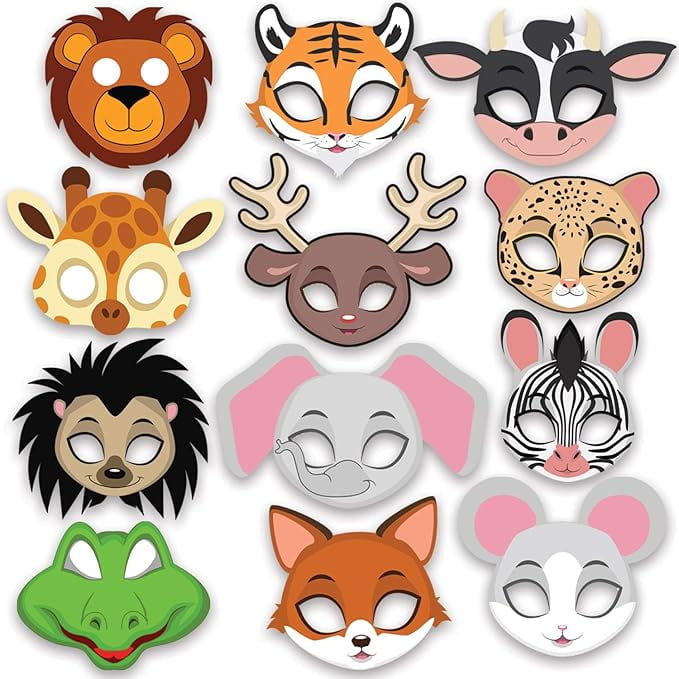 Animal Eye Mask - Animal Mask For Kids Face -12 Pc - Walmart.com