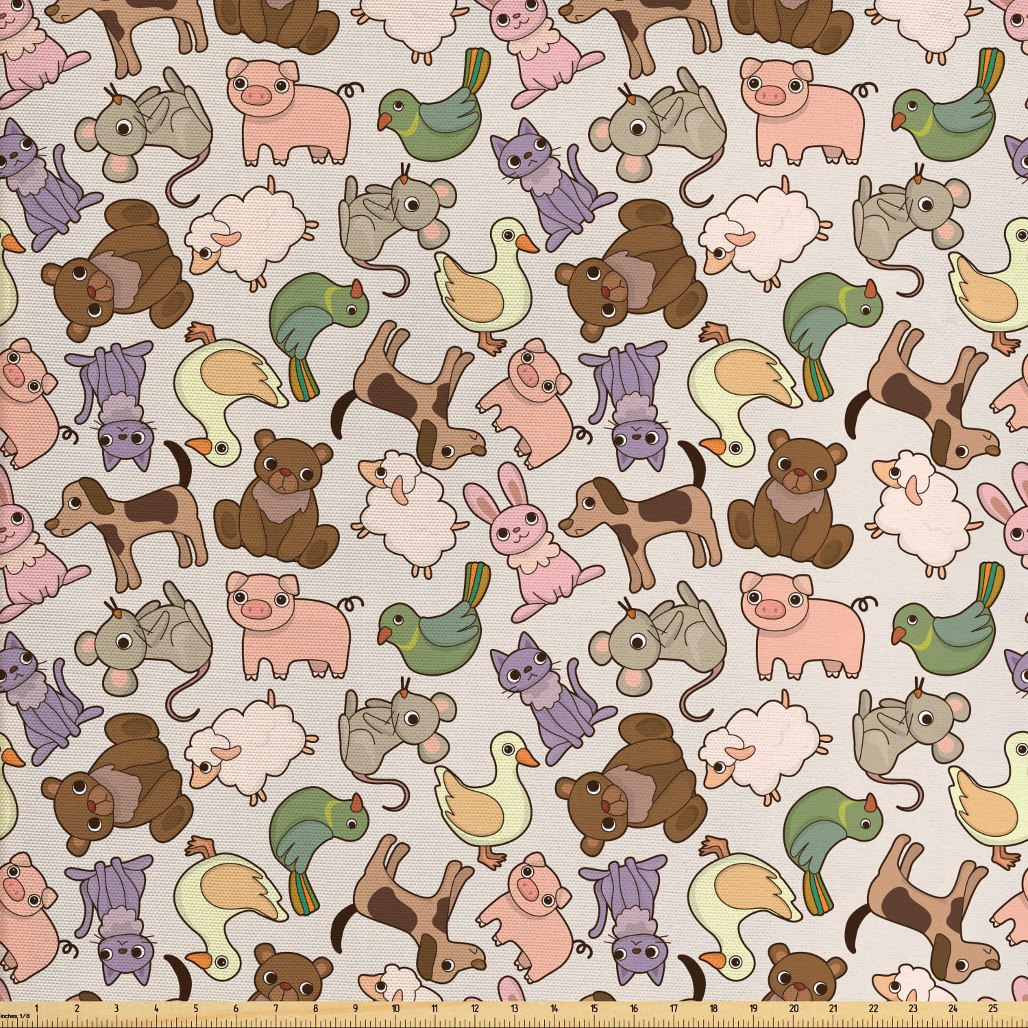 Ambesonne Animal Fabric by the Yard Upholstery, Abstract Farm Animals ...