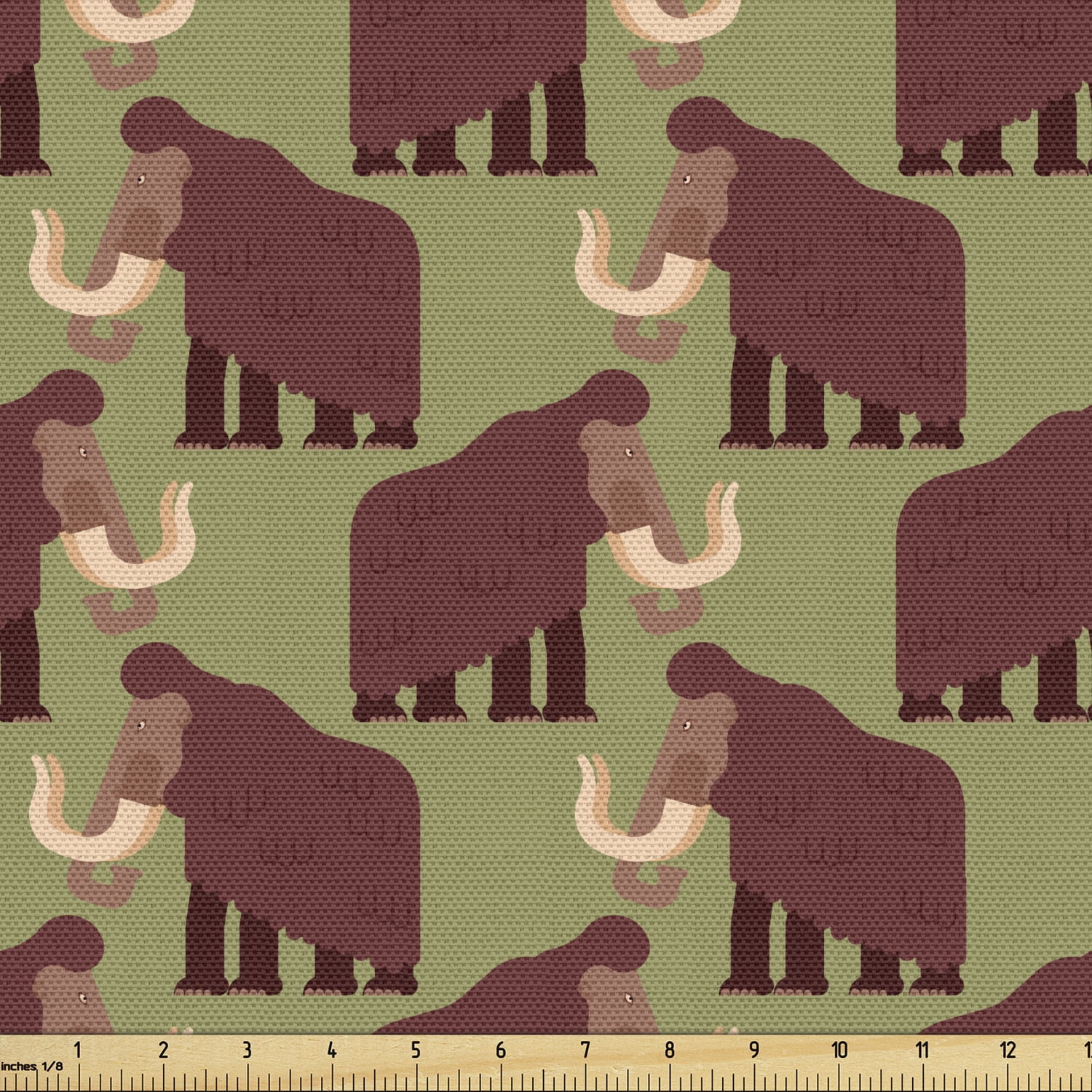 Ambesonne Animal Fabric by the Yard Upholstery, Funny Historic Mammoth ...