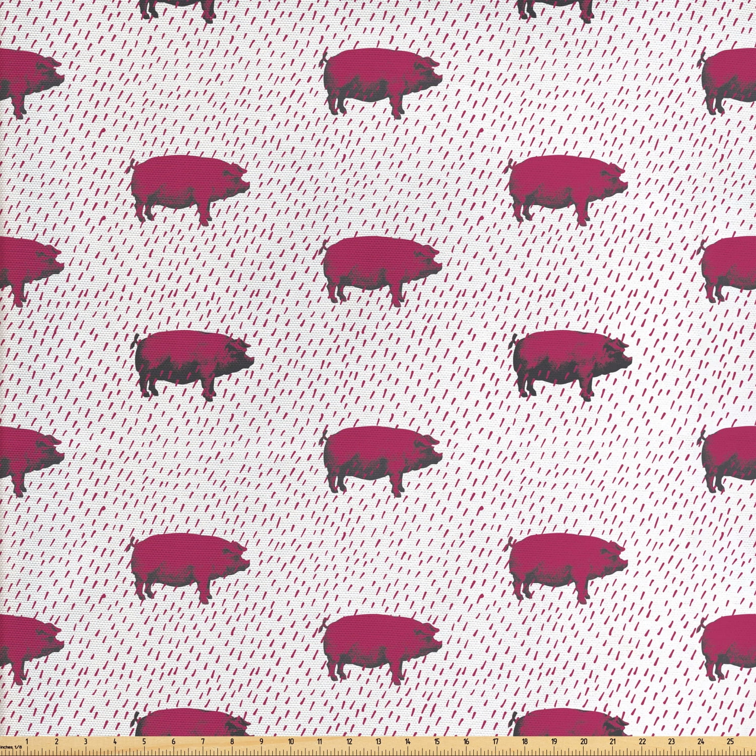 Ambesonne Animal Fabric by the Yard Upholstery, Domestic Swine Pig ...