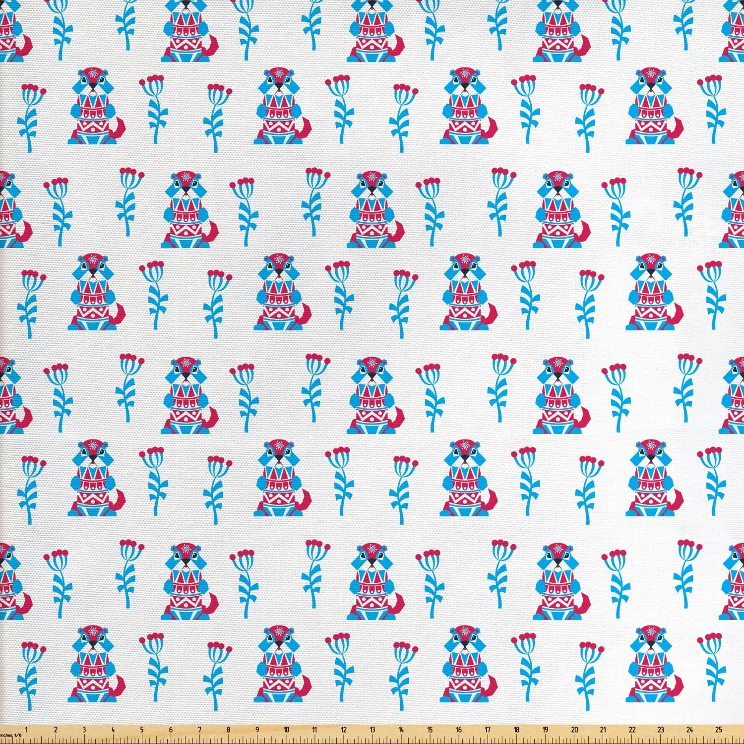 Animal Fabric by the Yard, Rhythmic Ethnic Motifs Squirrels Herbs ...