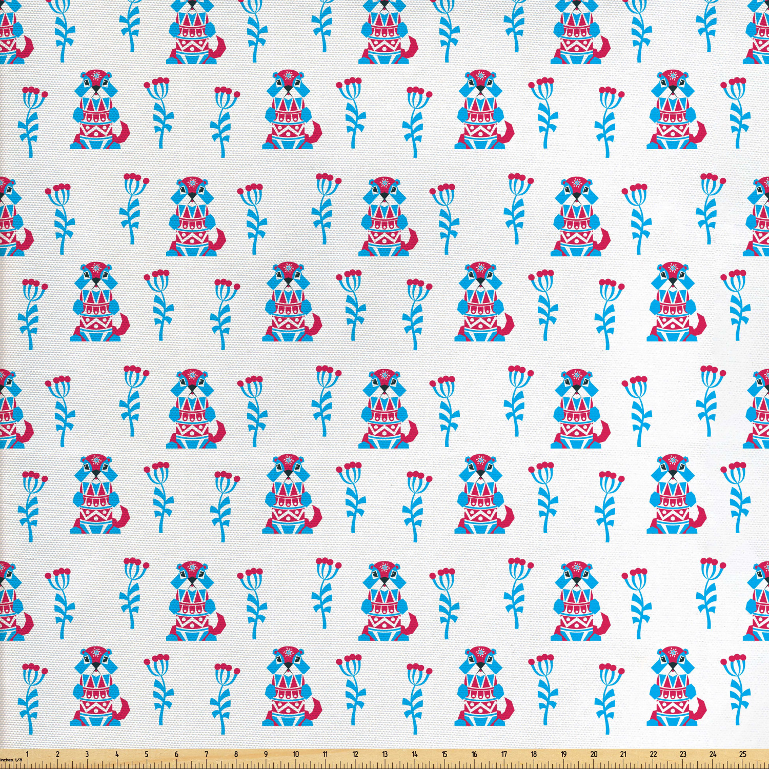 Animal Fabric by the Yard, Rhythmic Ethnic Motifs Squirrels Herbs ...