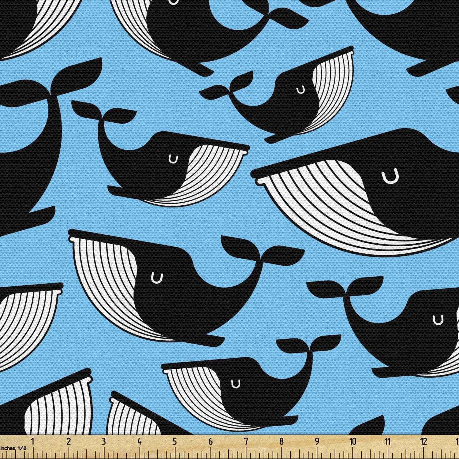 Ambesonne Animal Fabric by the Yard Upholstery, Cartoon Whales Drawing ...