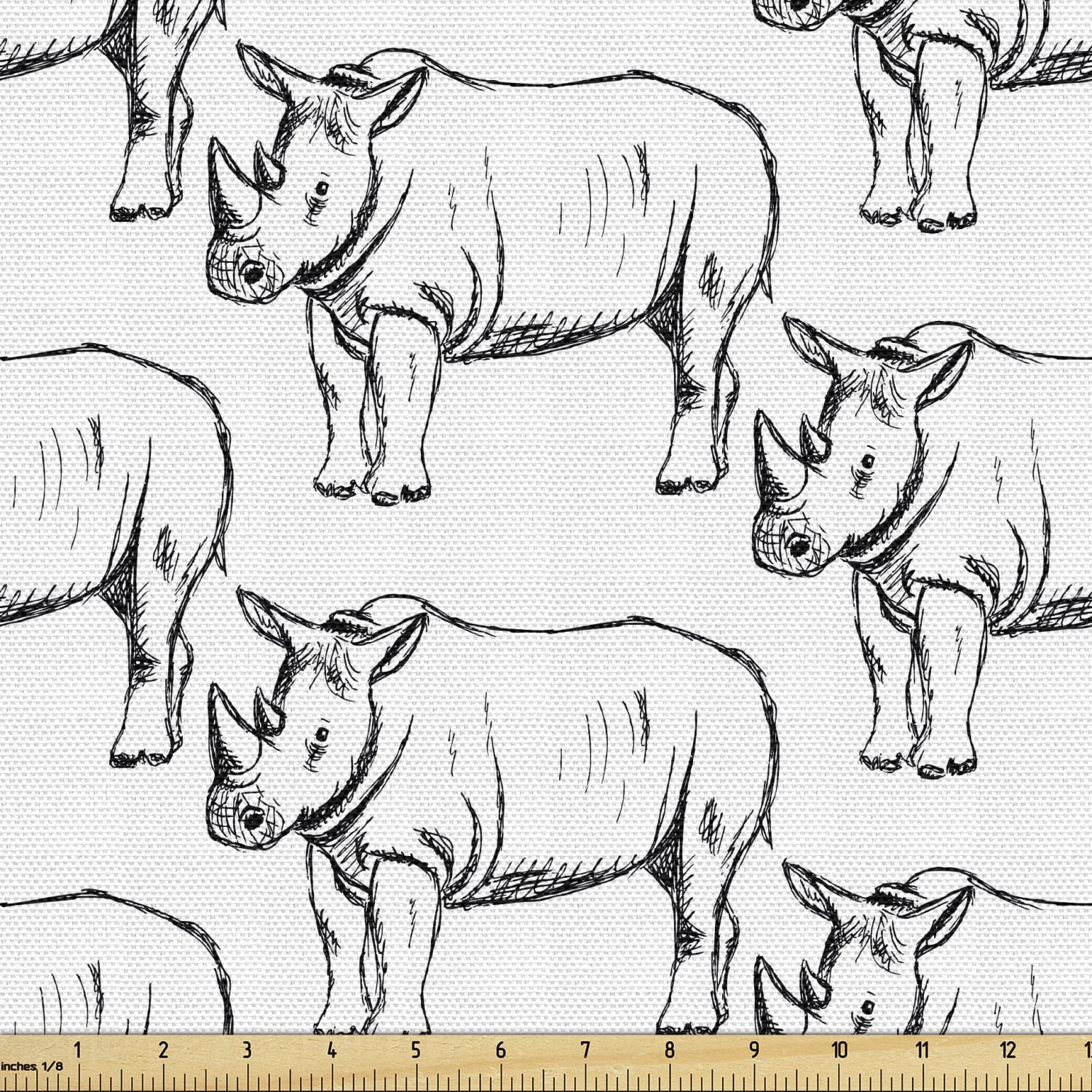 Ambesonne Animal Fabric by the Yard Upholstery, Sketchy Drawn Wild ...