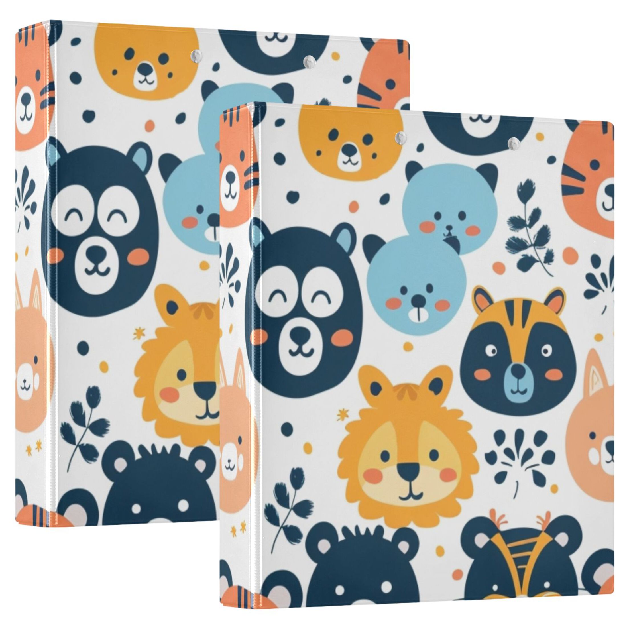 Animal Face and Leaf 3 Ring Hardcover Binders 1.5" Round Rings for ...