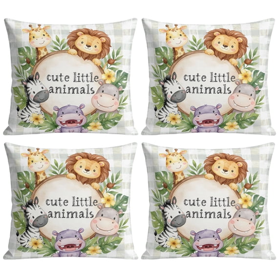 Animal Family Throw Pillow Covers 20 x 20 Inch Pillow Covers Set of 4 ...