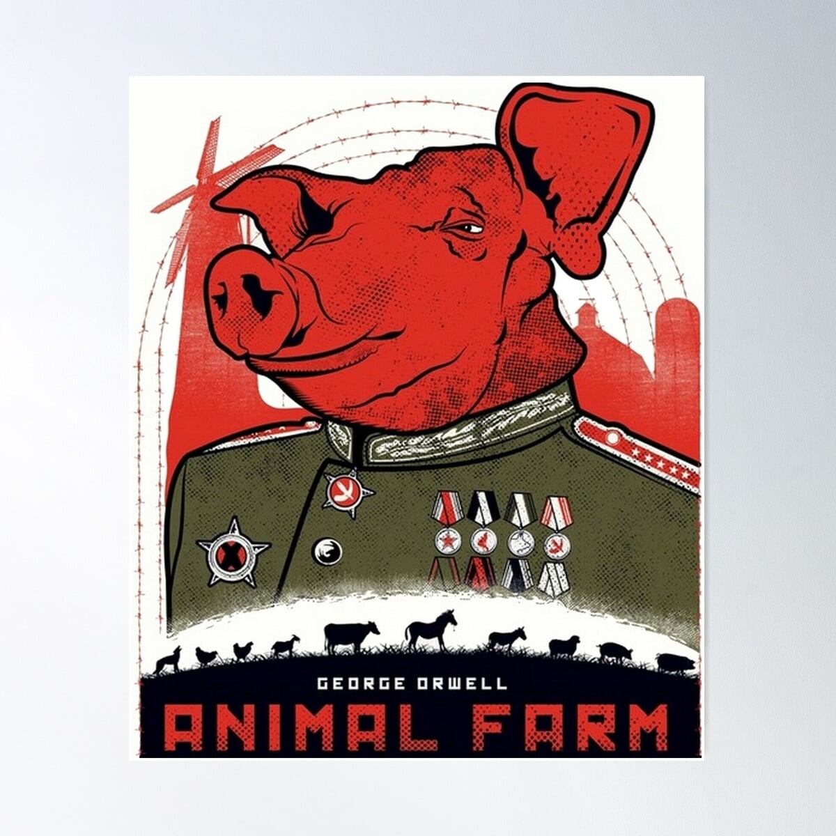 Animal Farm Geoge Orwell Artwork Poster Wall Art, Modern Wall Decor For ...