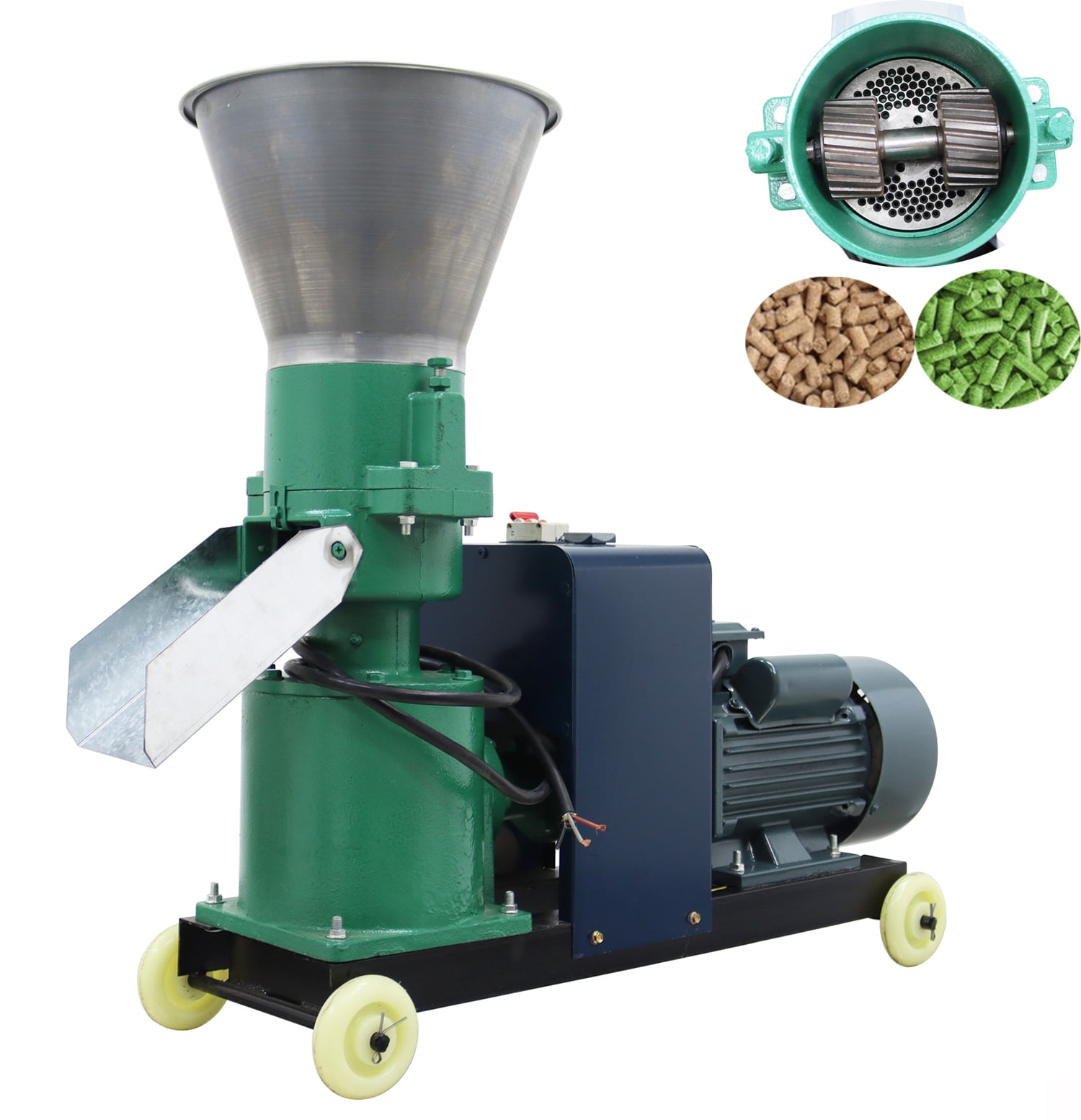 Animal Feed Pellet Machine 4MM Farm Electric Feed Granulator 2 Pressure Roller 220V 3KW 80-120KG ...