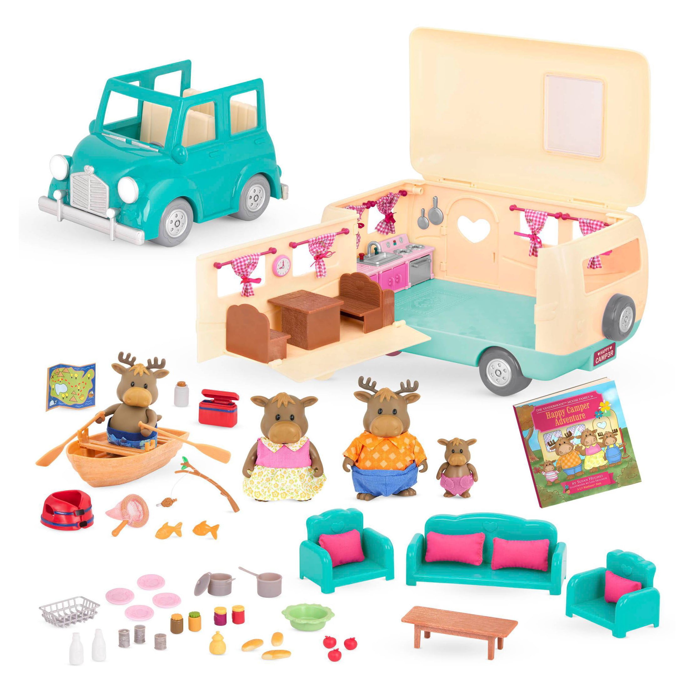 Animal Figurines and Toy Cars Happy Camper Playset - Walmart.com