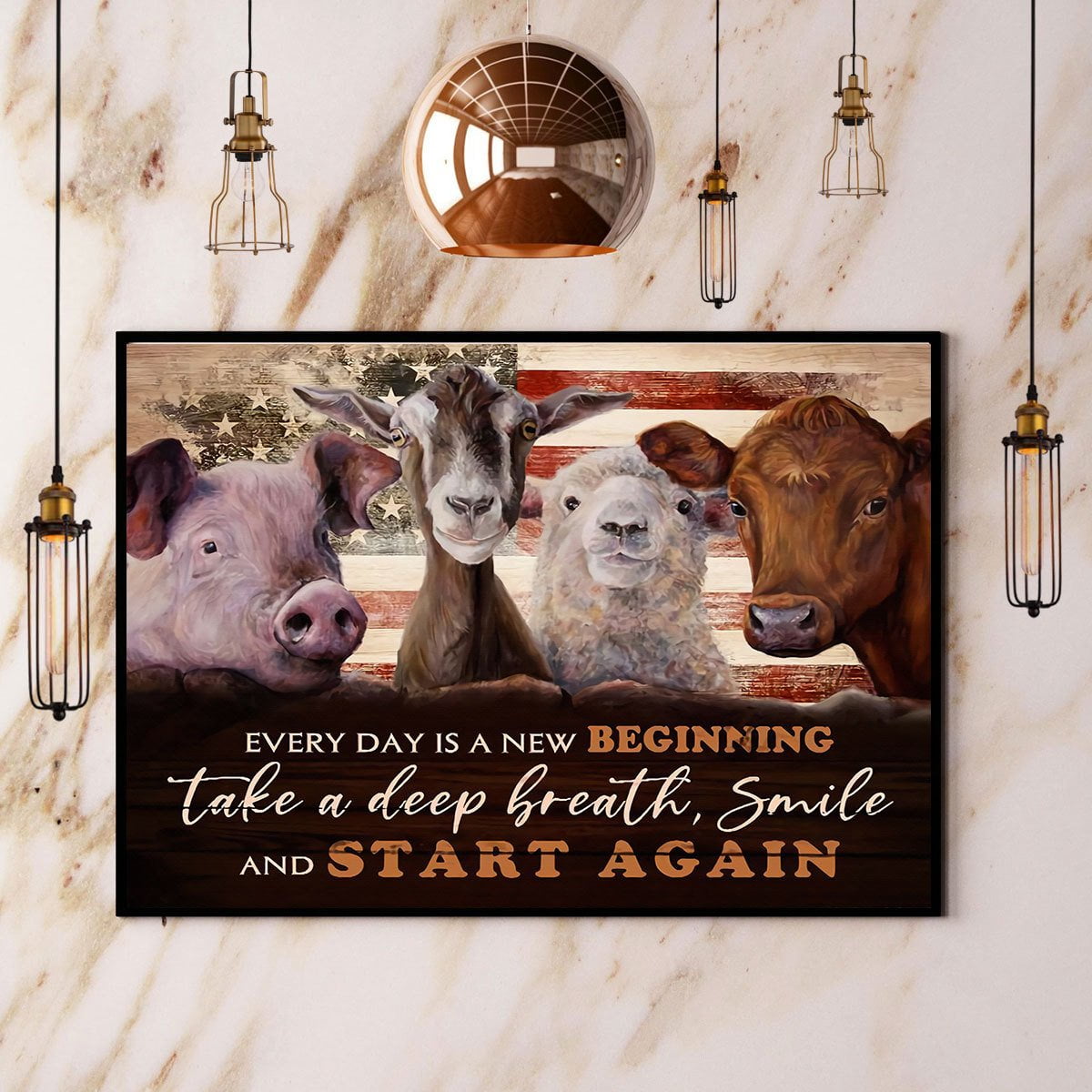 Animal Flag Every Day Is A New Beginning Take A Deep Breath Smile Paper Poster No Frame Matte ...