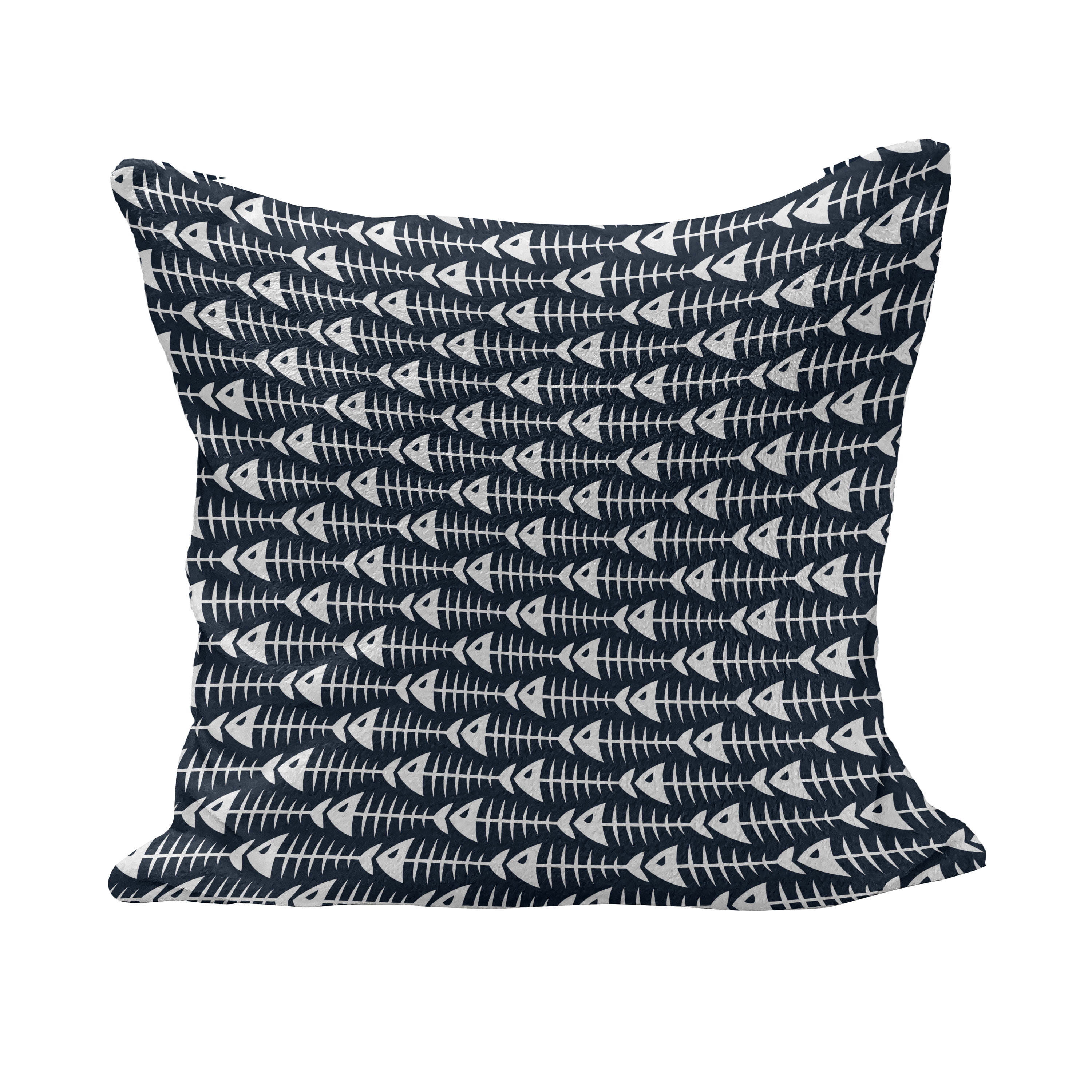 Animal Fluffy Throw Pillow Cushion Cover, Fish Bone Skeleton Pattern ...