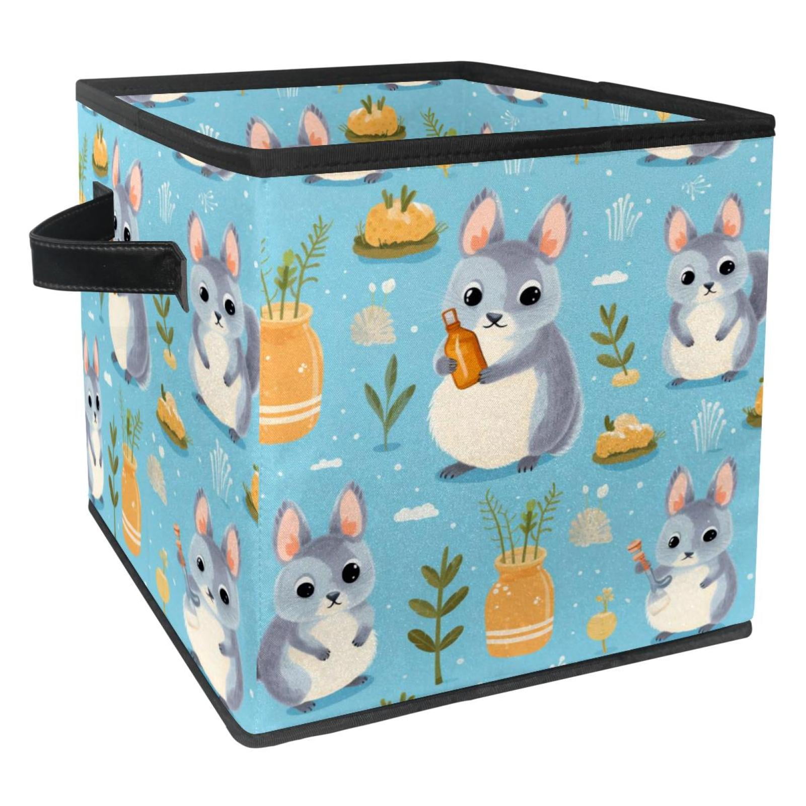 Animal Foldable Toy Box with Handle, 10.8"x10.5"x10.6", Large Capacity ...