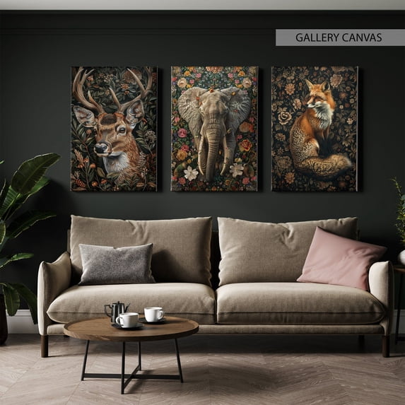 Animal Forest Living Room Decor Wildlife Nature Landscape Accent Set 3 ...