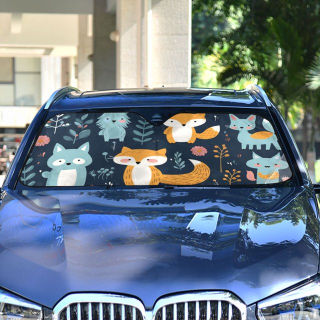 Animal Foxes Leaves Automotive Front Car Windshield Sun Shade Reflector ...