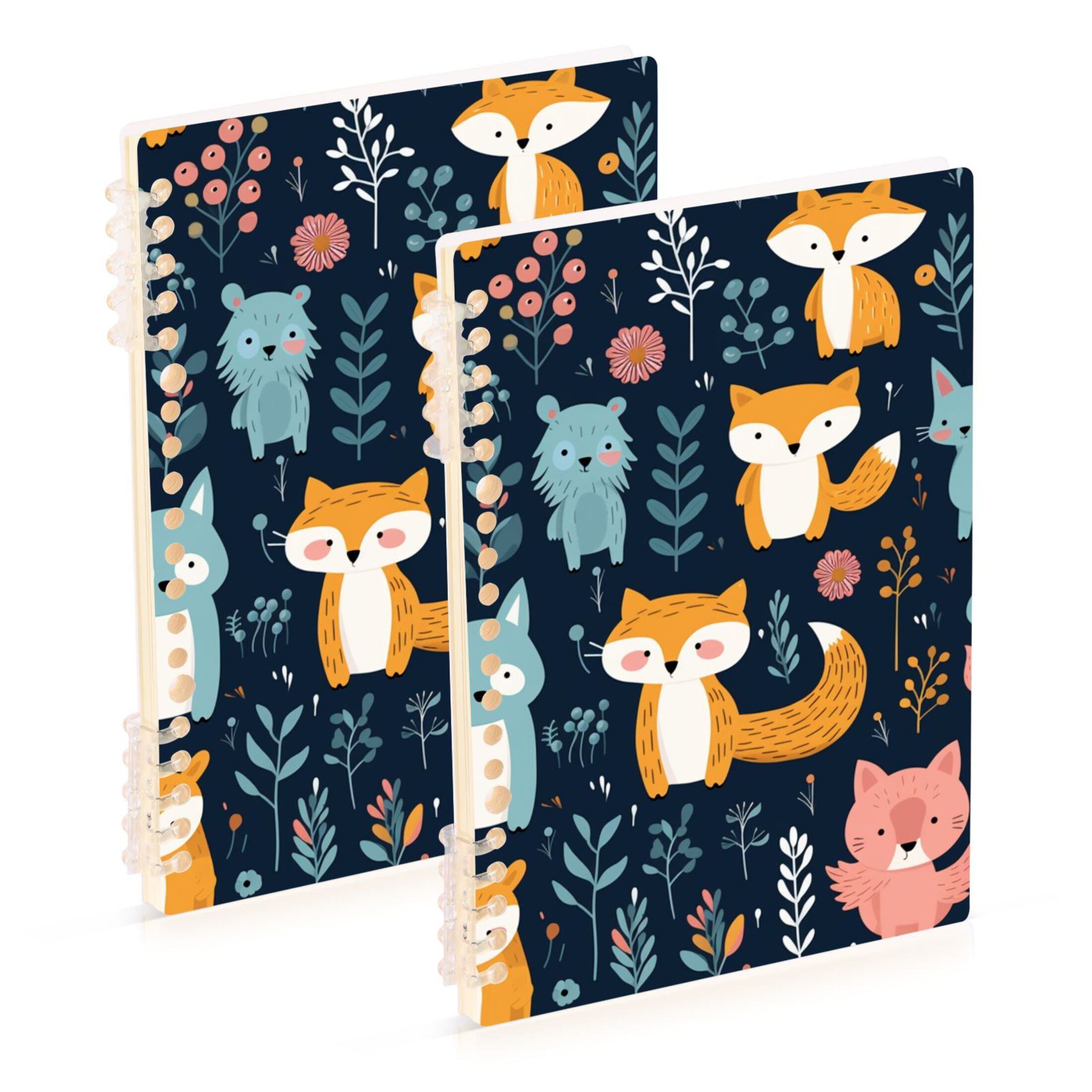 Animal Foxes Leaves Ring Binder Notebook Journey Note Diary College ...