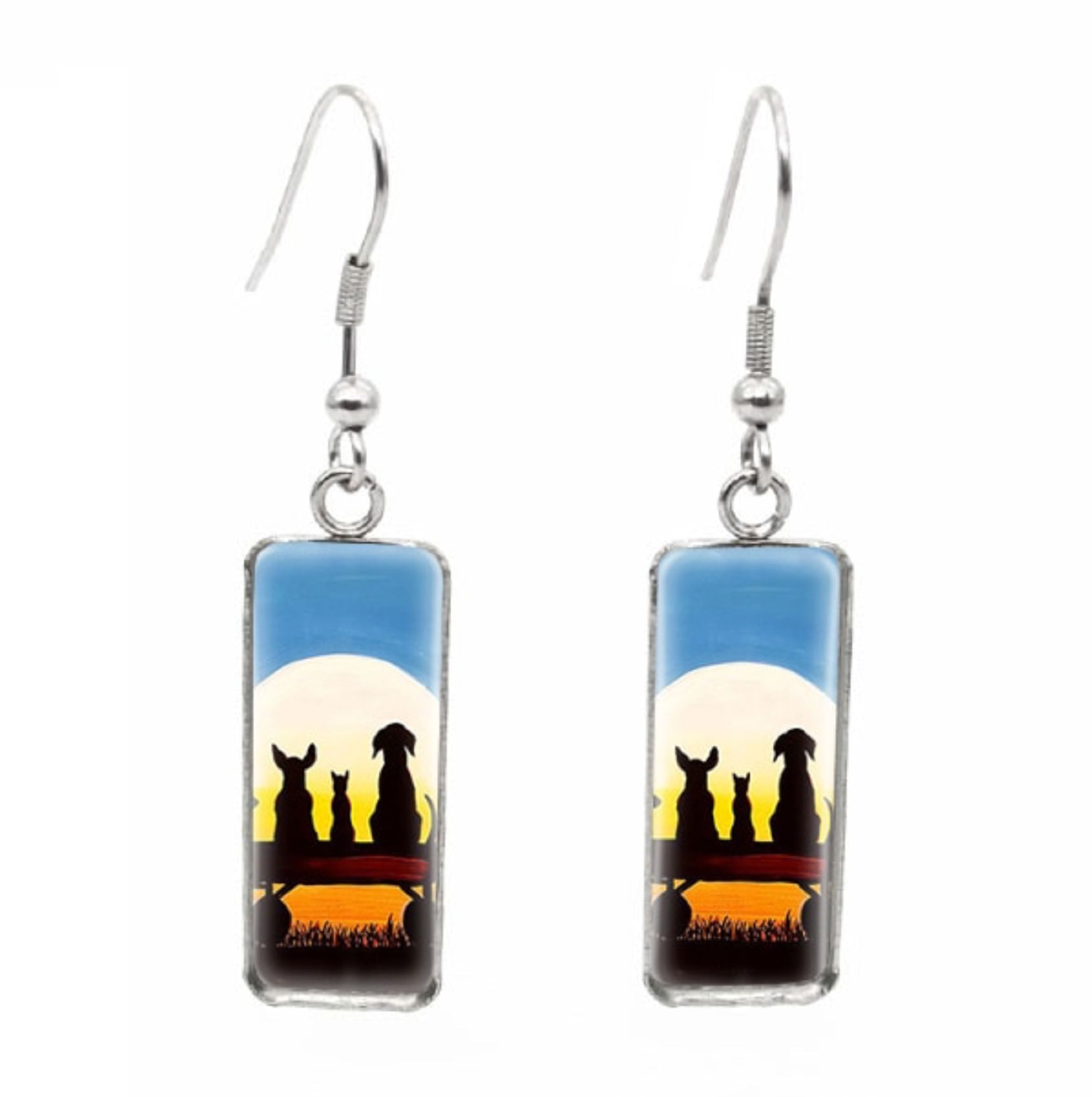 Animal Friends Silhouette Rectangular Drop Earrings - Walmart.com