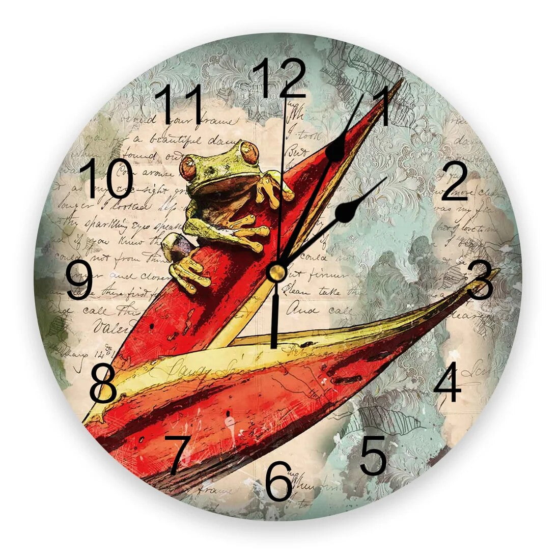 Animal Frog Retro Pattern Wall Clock Home Decor Bedroom Silent Clock ...