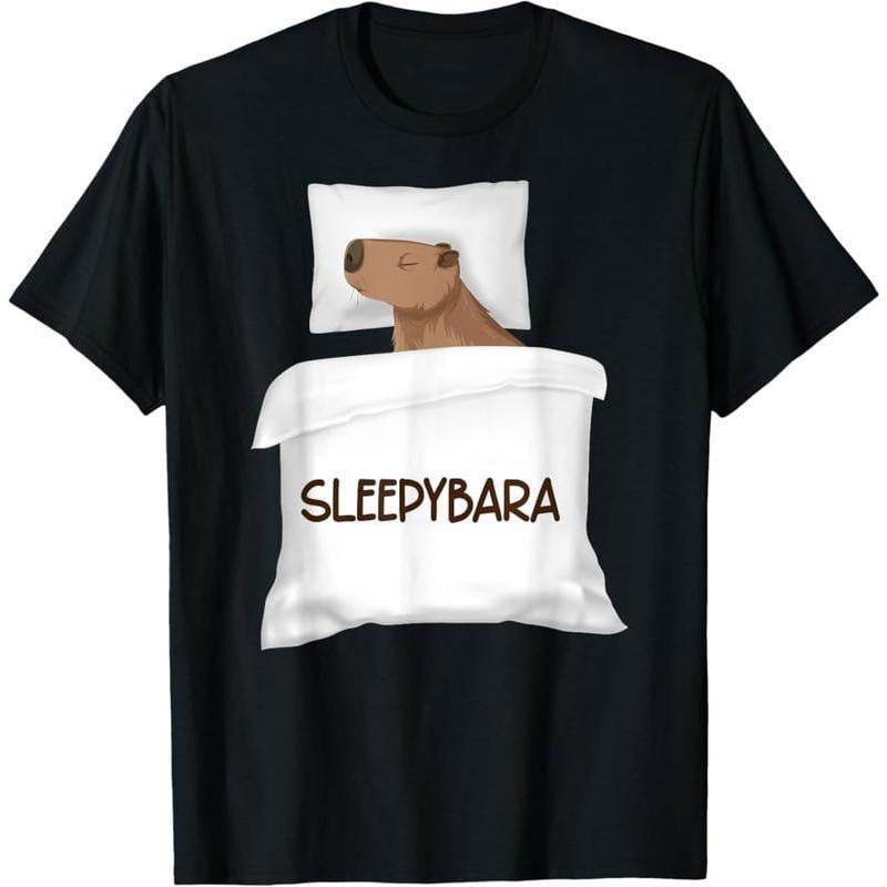 Animal Fun Cute Tee. Features “SLEEPYBARA + Capybara Graphic” Design. Ideal for Animal Lovers ...