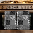Animal Fur Print Kitchen Towels Set of 4, Grey Black Giraffe Zebra ...