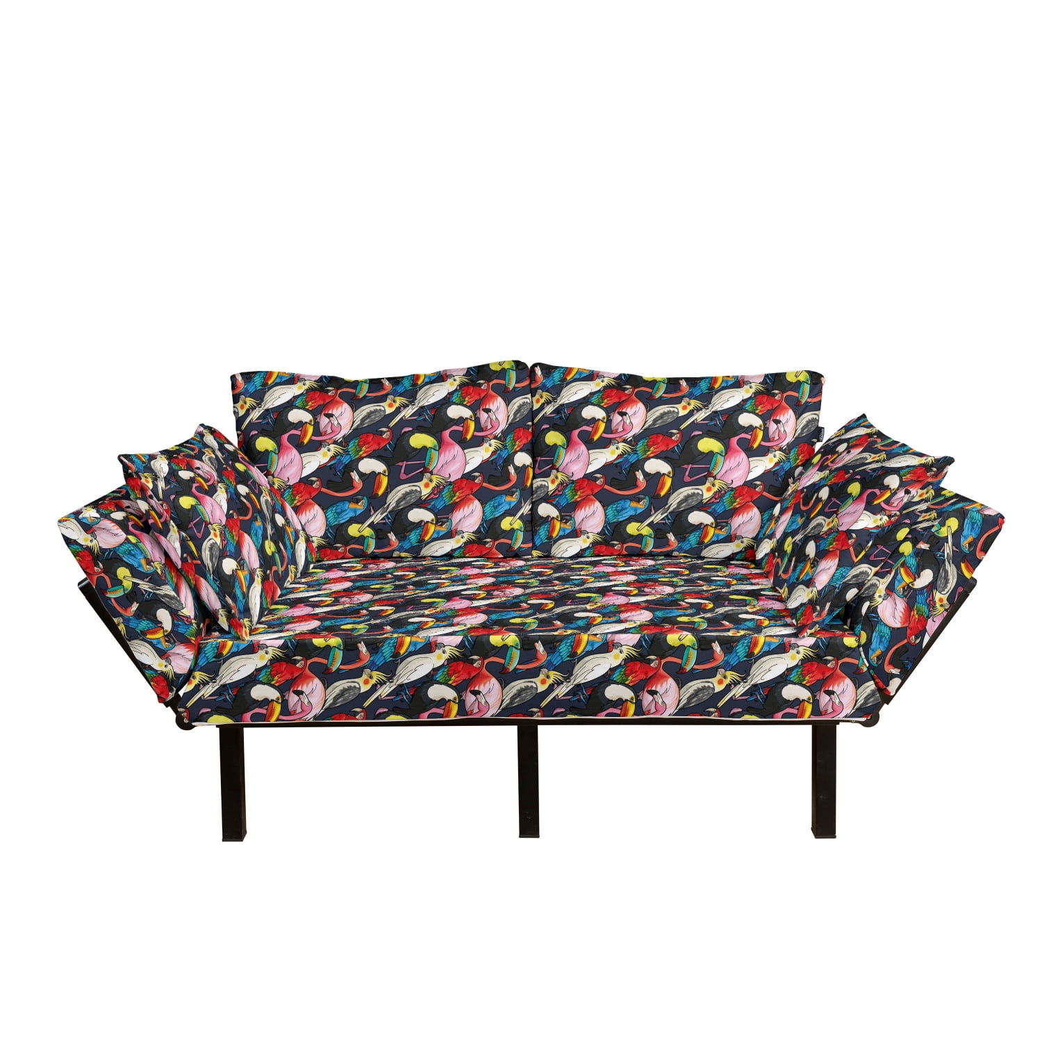 Animal Futon Couch, Colorful Exotic Birds Cockatoo Flamingo Macaw ...