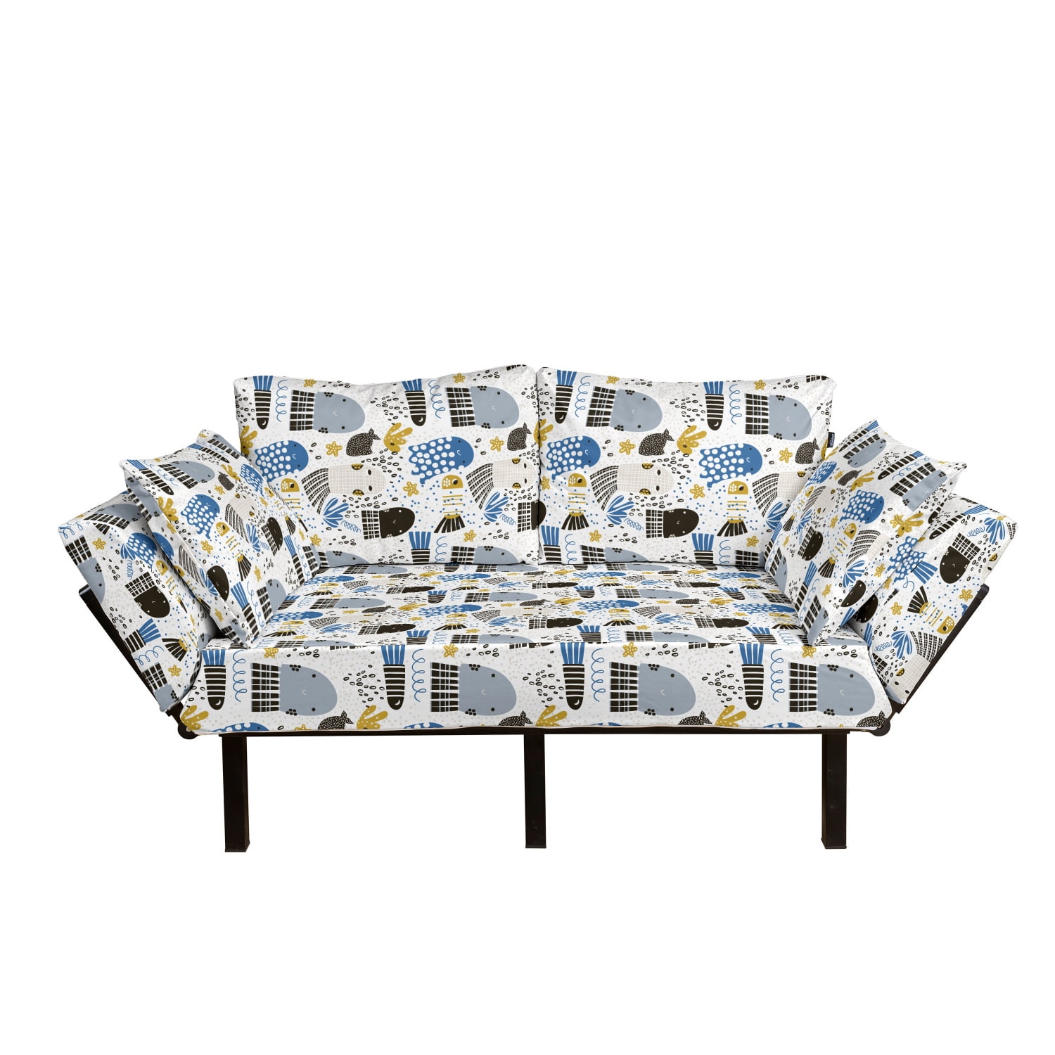 Animal Futon Couch, Jellyfish in Contemporary Cartoon Starfish Coral ...