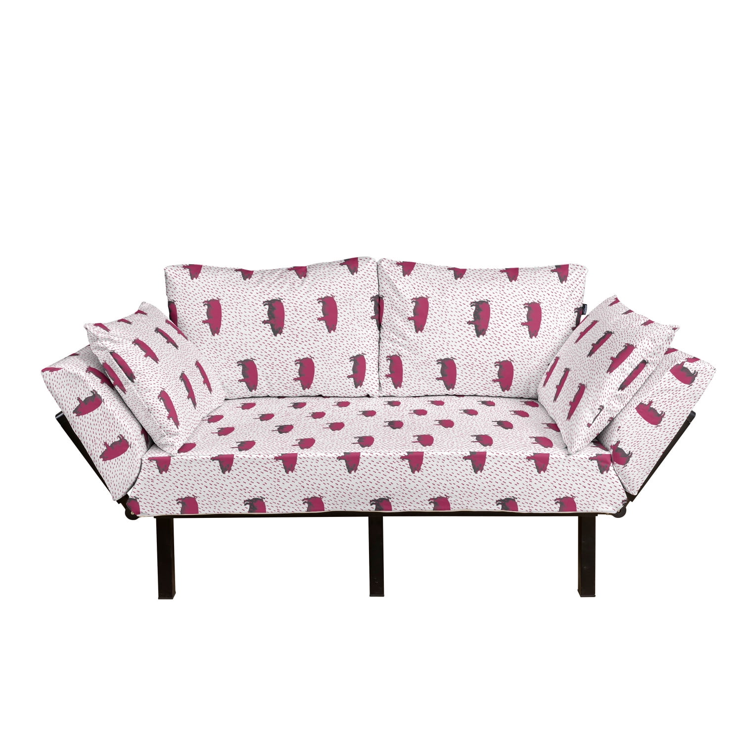 Animal Futon Couch, Modern Pop Art Style Domestic Swine Pig Sketch and ...