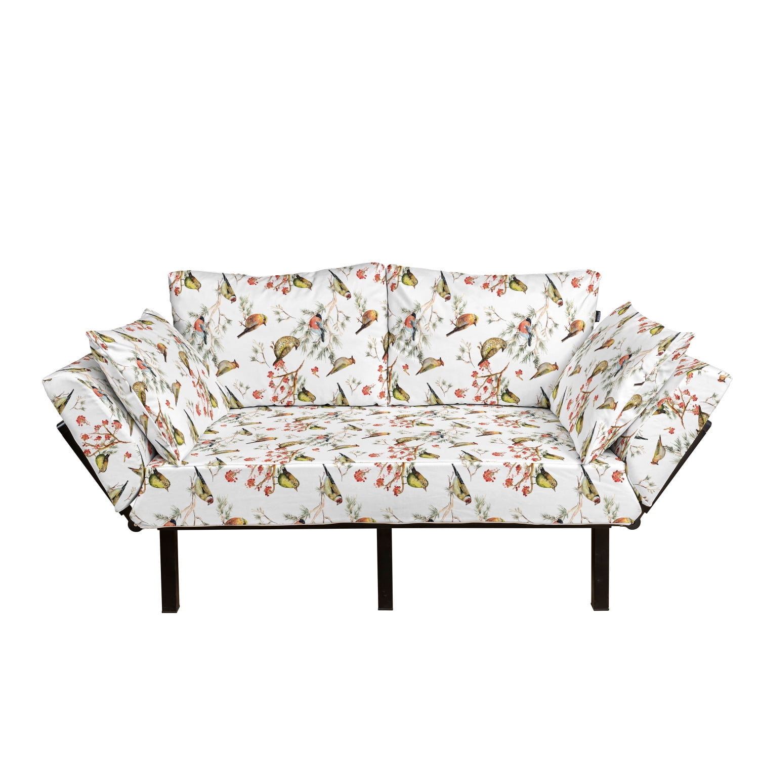 Animal Futon Couch, Sparrows Birds Leaves Branches Pine Trees ...