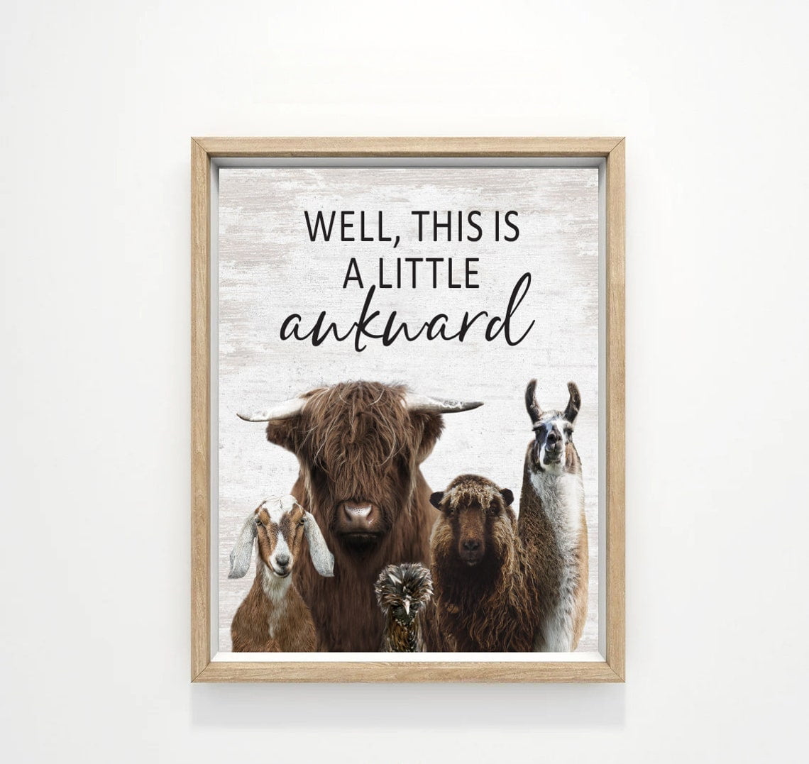 Animal Gang Funny Bathroom Wall Art Awkward Realistic, Highland Cow ...