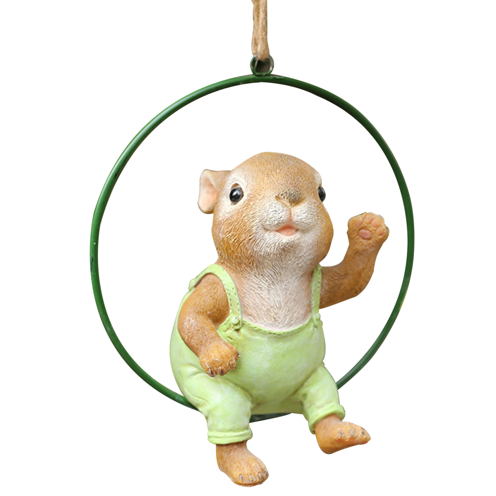 Animal Garden Statue Hanging Resin Rabbit Ornament Bunny Swinging on ...