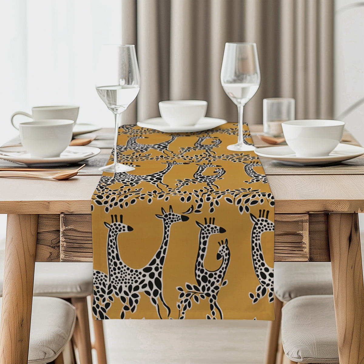 Animal Giraffe Abstract Table Runners Kitchen Table ration Washable ...