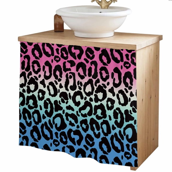 Animal Gradient Cabinet Curtains Leopard Print Sink Skirt Privacy Short ...