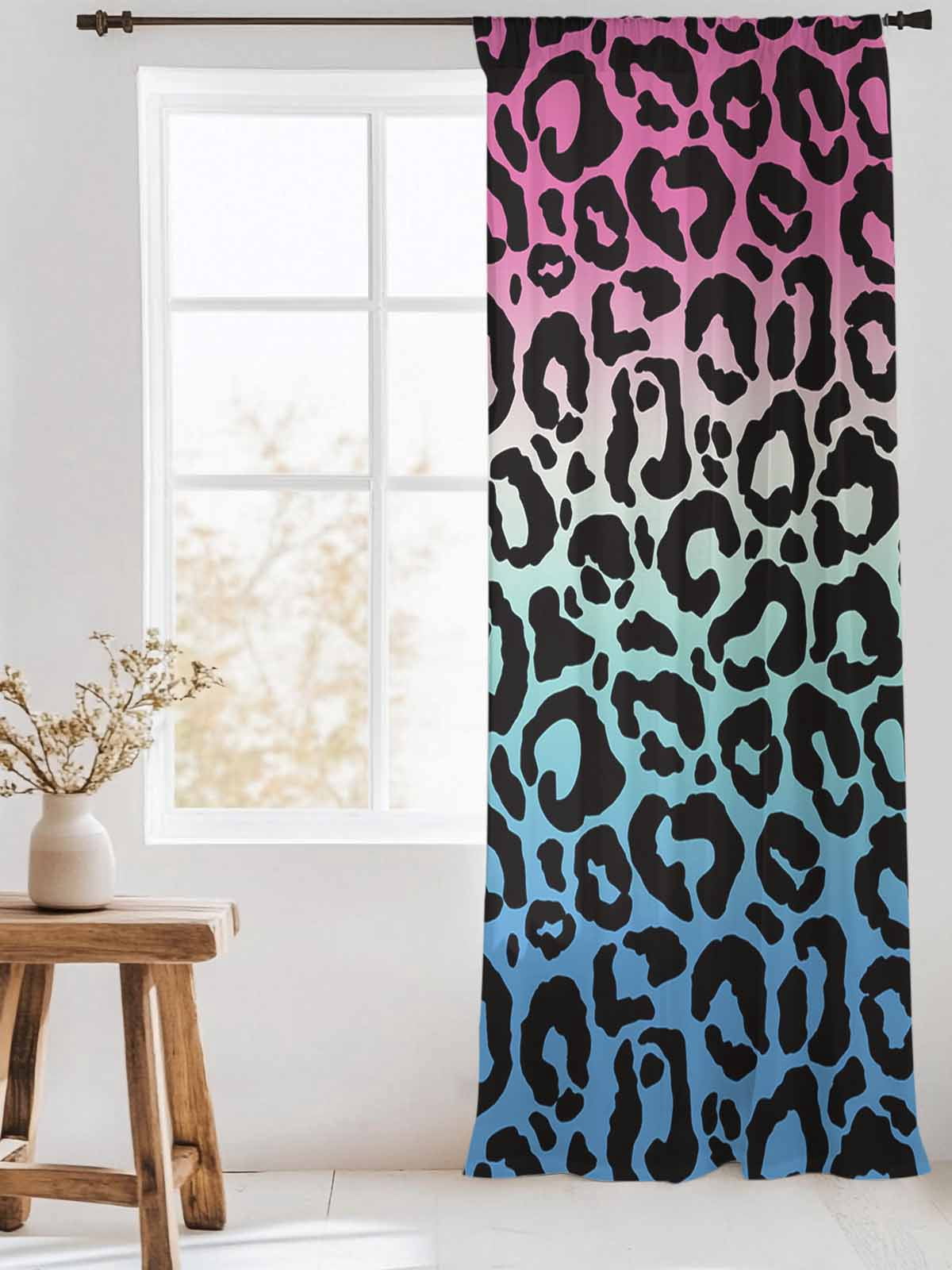 Animal Gradient Sheer Curtains 108 Inch Long 1 Panel Leopard Print ...