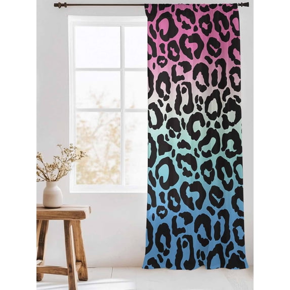 Animal Gradient Sheer Curtains 84 Inch Long 1 Panel Leopard Print Light ...