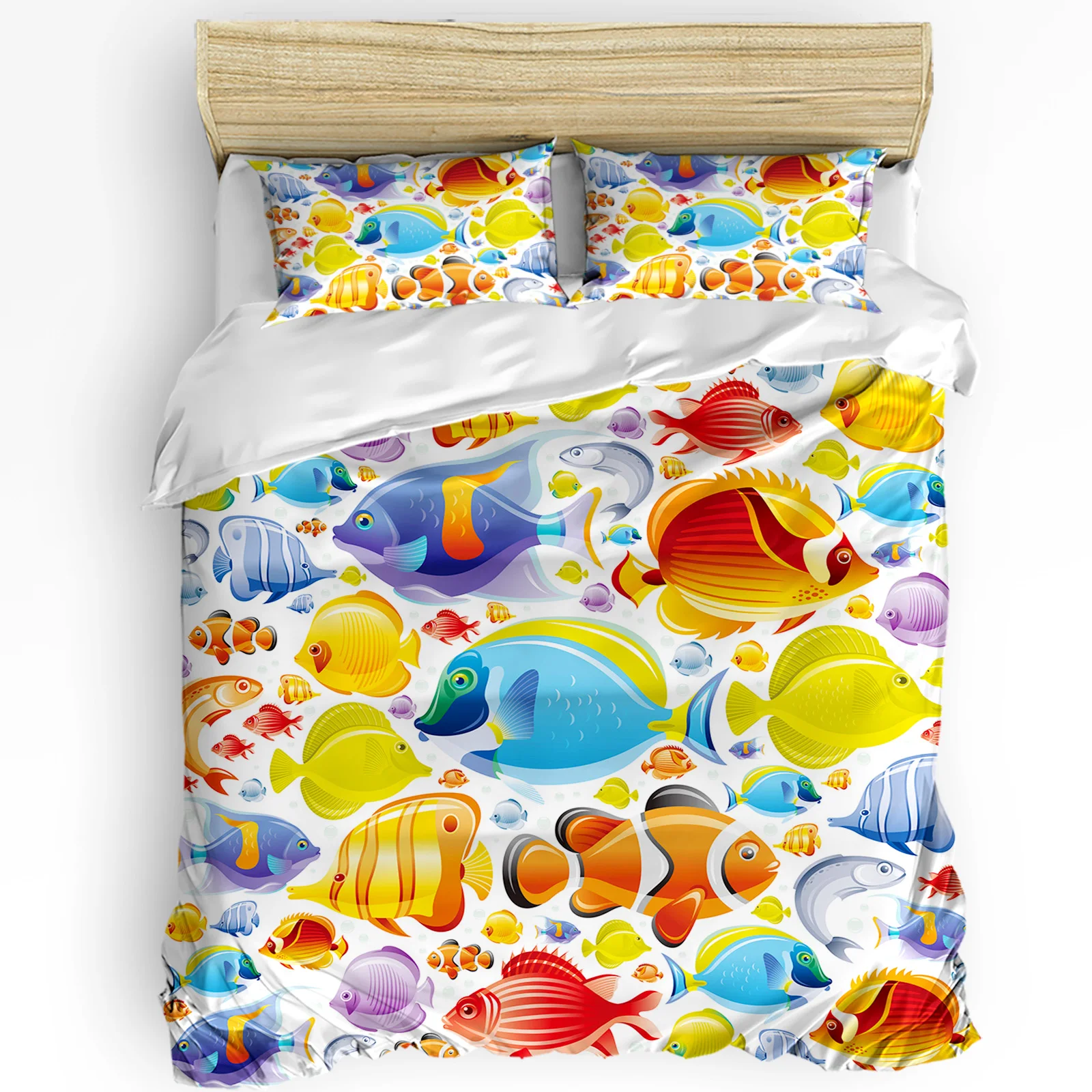 Animal Green Fish Duvet Cover Bed Bedding Set For Double Home Textile ...