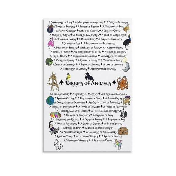 Animal Group Terminology Poster Group Names For Animals (1) Canvas ...
