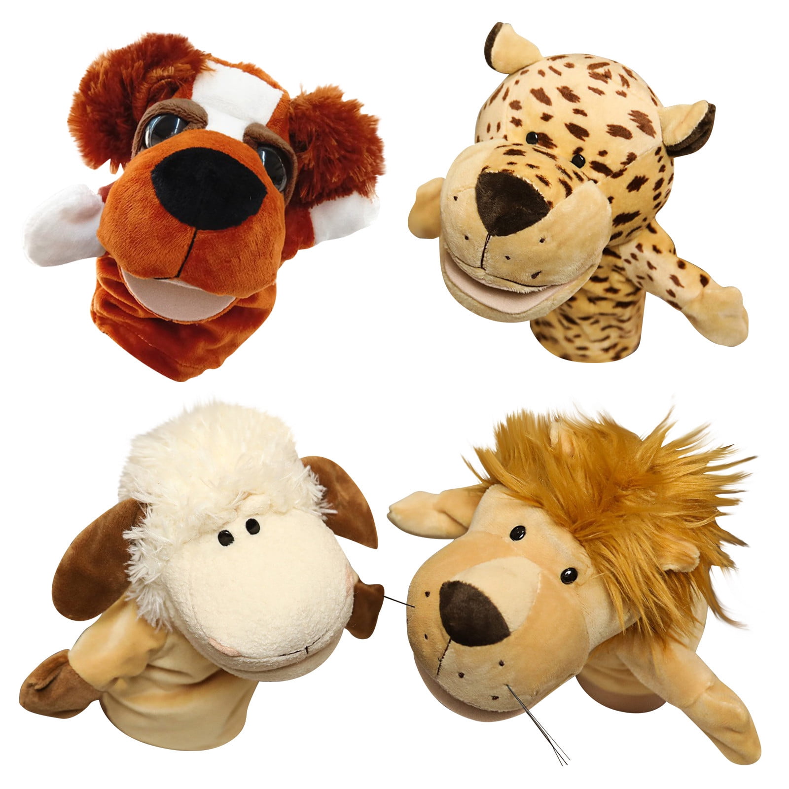 Animal Hand Puppet Toys for Kids 9" - Plush Sheep Lion Dog Leopard Set ...