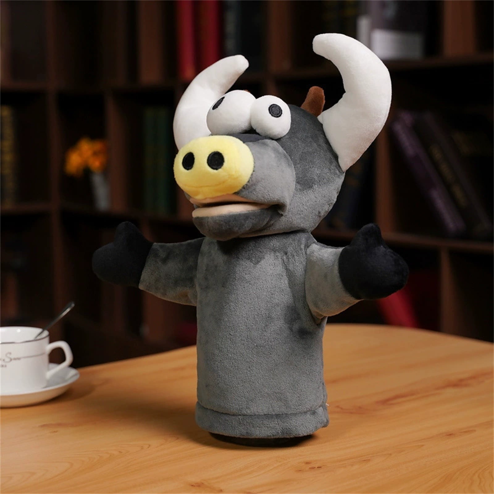 Animal Hand Puppets with Movable Mouth Cartoon Buffalo Stuffed Animal ...